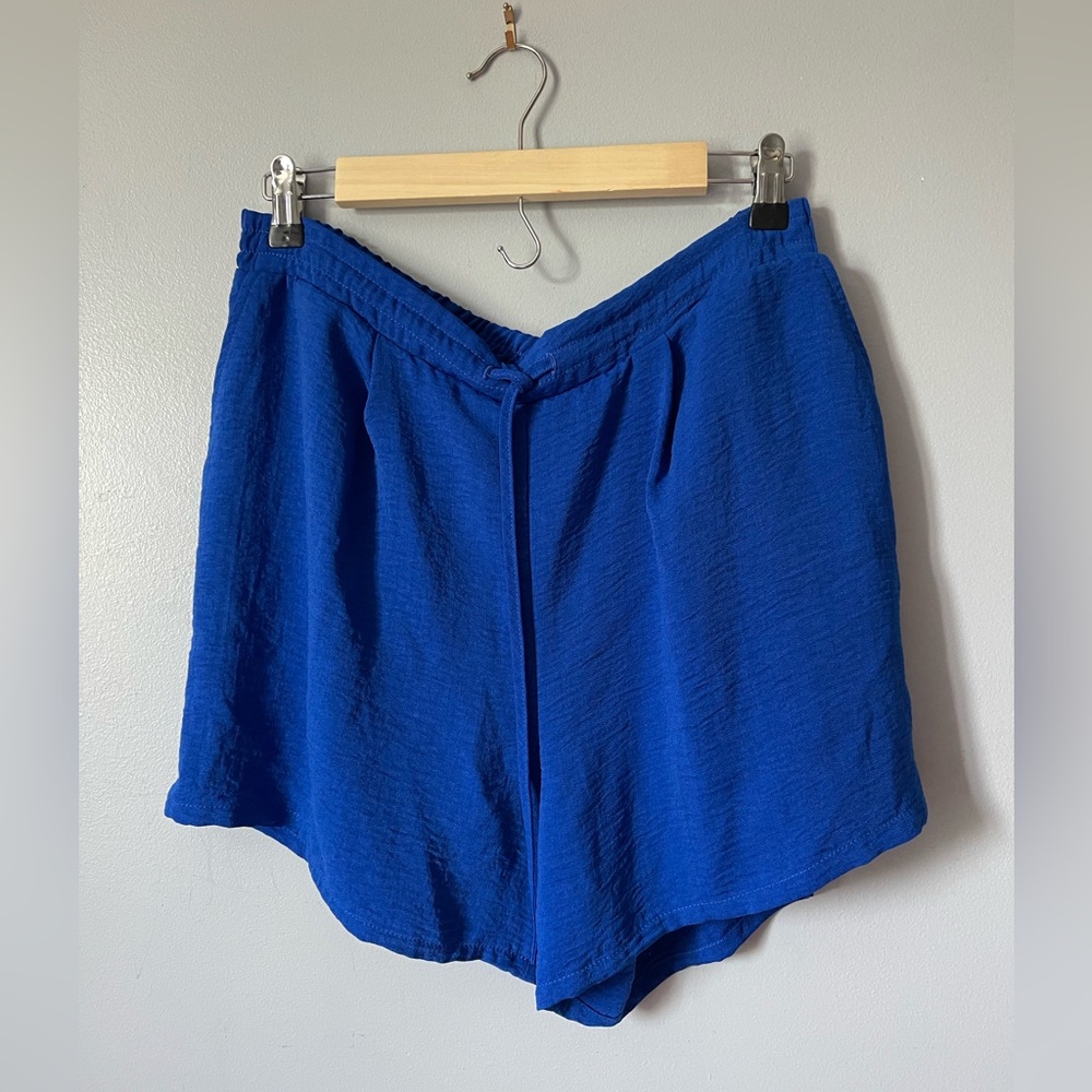 Cece Royal Blue Flowy Stretchy Draw String Shorts L - Gem